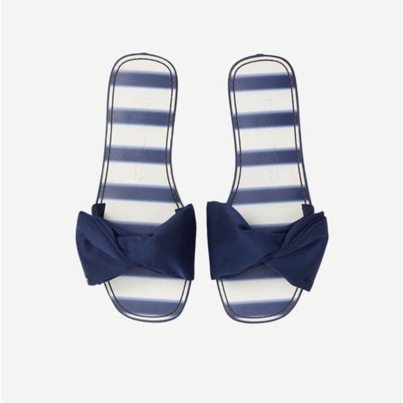 kate spade | Shoes | Kate Spade Bikini Bow Slides Size 7 Navy Blue | Poshmark